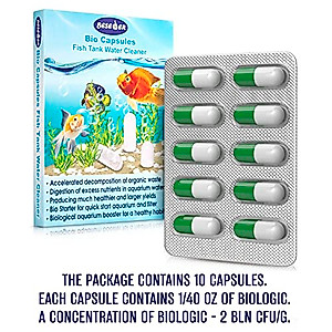 Bio Starter Aquarium Booster Fish Tank Water Cleaner Digester of Excess nutrients Makes Water Healthy Reduces The Amount of Nitrite and Ammonia Reduces The Need for Aquarium Cleaning, 10 caps.,1/4 oz