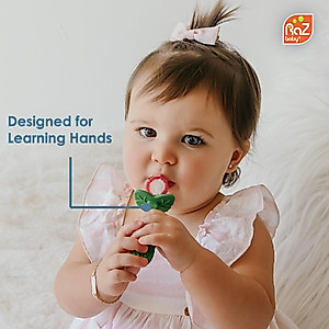 RaZbaby RaZberry Infant Training Spoon, 6m+ (Red & Blue, 2 Count (Pack of 1))