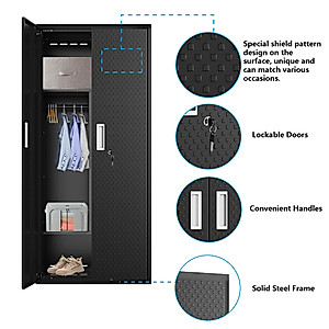 TOPKEY Metal Storage Locker Cabinet for Home Office and Garage with Adjustable Shelves and Lockable Door