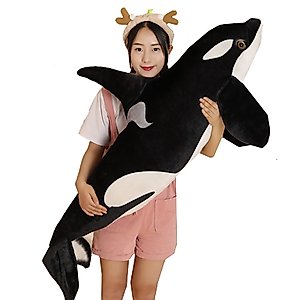 TONGMAN Whale Plush Toy, Lifelike Stuffed Animal, Simulation Killer Whale Doll, 19.6'' orca Plush Toy, Plush Simulation Animal Gift for Children