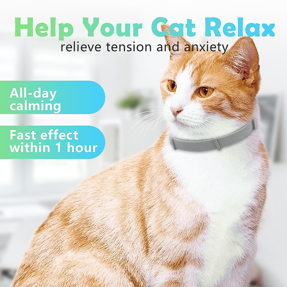 Cat Calming Collar 4 Pack Calming Collar for Cats Adjustable Lengths Pheromone Collar for Cats Lasts 60 Days Calming Cat Collar to Anxiety Relief, Stress Relief