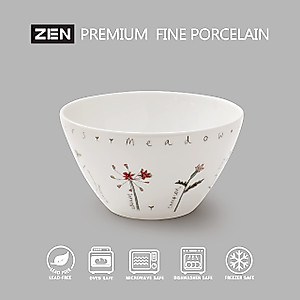 RACHEL BARKER Meadow Flower Porcelain AP Bowls 25oz Set of 4