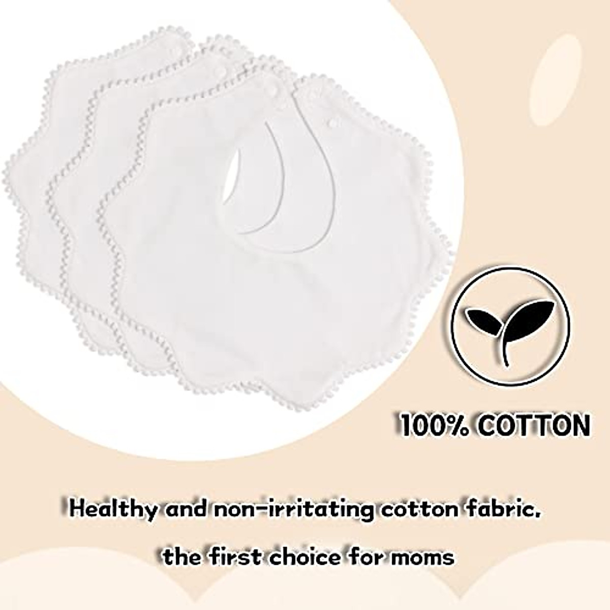 Bamery Baby Bandana Bibs Cotton Drool Bibs for Drooling and Teething Absorbent for Boy Girl (Pure White)