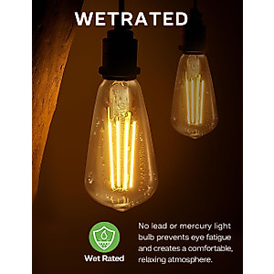 Dusk to Dawn Light Bulbs LED Edison, 60W Equivalent Outdoor Lighting, Soft White 2700K, E26 Base, Light Sensing, ST58 Vintage Style, 600LM, Extra Bright Automatic Bulb for Porch Patio Garage, 4 Pack