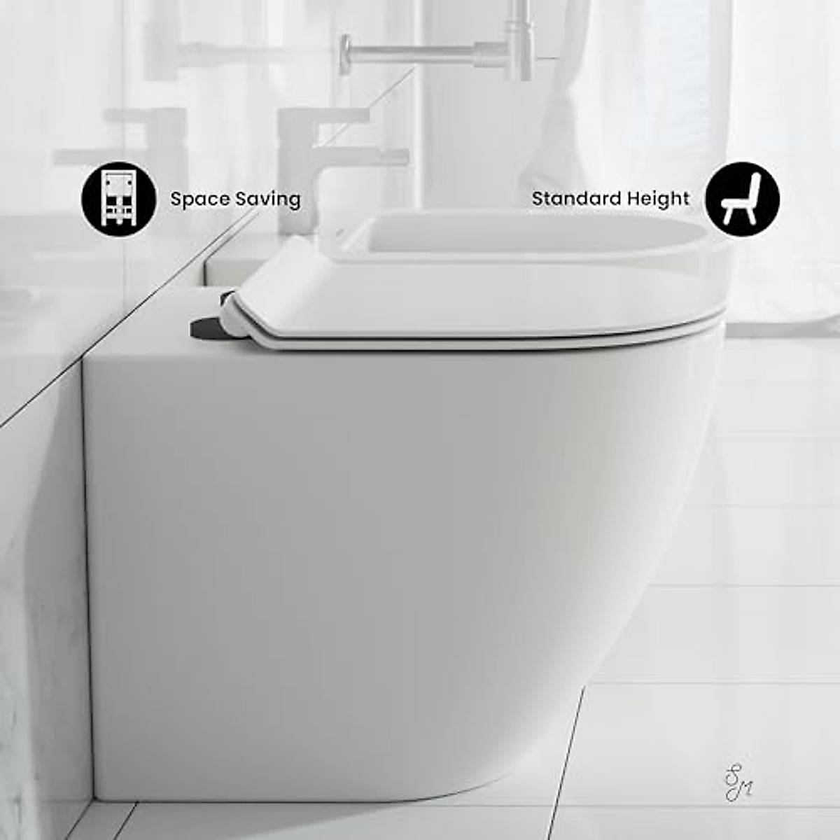 St. Tropez Back to Wall Concealed Tank Toilet Bowl, Black Hardware