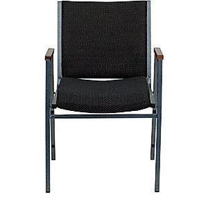 Flash Furniture HERCULES Series Heavy Duty Black Dot Fabric Stack Chair with Arms and Ganging Bracket