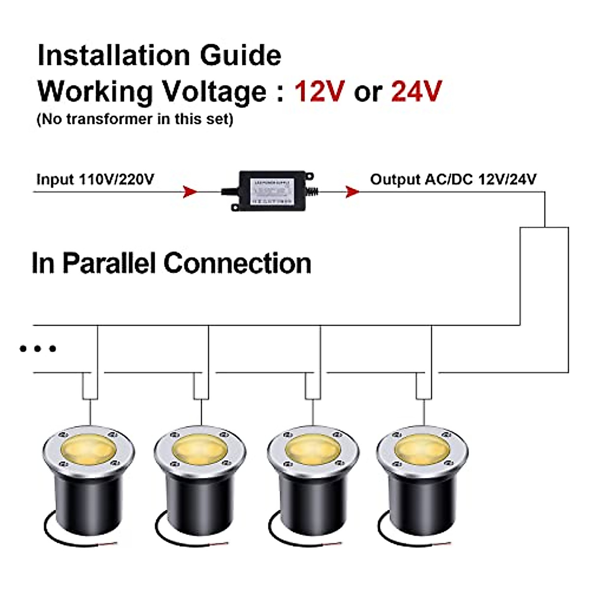 ALEDECO 4 Pack 3w 12v Low Voltage In-ground Lights LED Landscape Light Waterproof IP67 Pathway Lights Outdoor spotlights Trees Flags for Garden,Yard,Tree (Warm White)