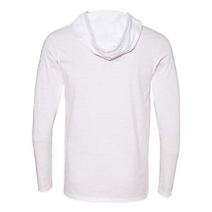 Anvil 987AN Ringspun Long-Sleeve Hooded T-Shirt - White/Dark Grey -XL