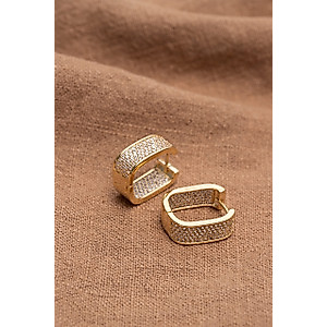14K Gold Plated cubic Zirconia Huggie Cuff Earrings for women Hoop Earrings
