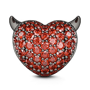 GNOCE Devil‘s Heart Charm Bead 925 Sterling Silver Charms Fits Women's Charm Bracelet/Necklace Jewelry For Birthday Gift