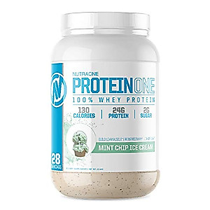 NutraOne ProteinOne Whey Protein Promote Recovery and Build Muscle with a Protein Shake Powder for Men & Women (Mint Chip Ice Cream, 2 LB)