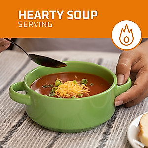 Bruntmor Soup Crocks with Handles, Porcelain Ceramic Bowls, for Rice, Dessert, Pasta, Dishwasher, Microwave, Oven & Broil Safe, Set of 4,Easy to clean, Ideal for Christmas Gifting, 19 oz (Multicolor)