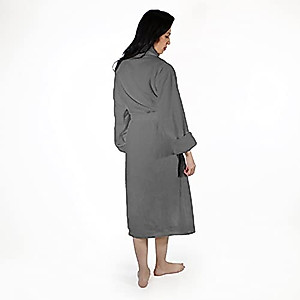 Superior Men's Traditional Premium Turkish Cotton Lightweight Long Bathrobe with Pockets- Large-X Large, Grey