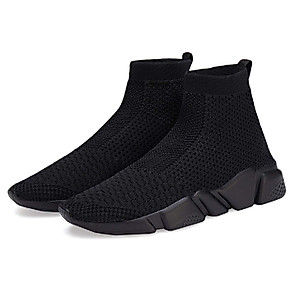 Santiro Tennis Shoes Womens Slip On Shoes Lightweight High Top Sneakers Comfortable Walking Shoes Casual Running Gym Shoes All Black 8 US