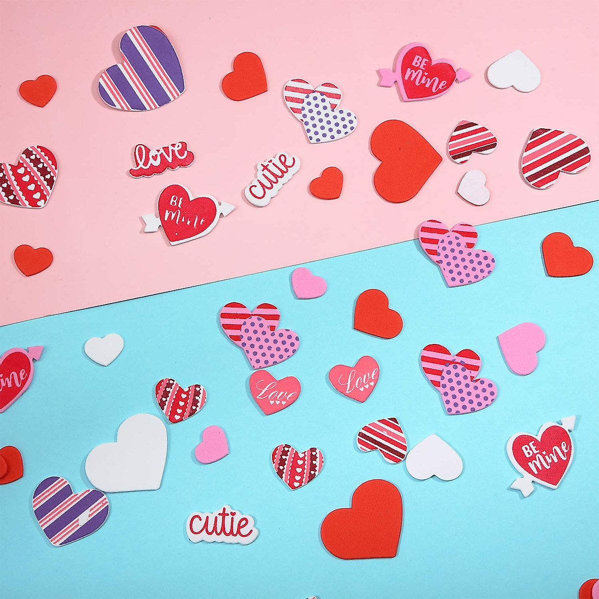 Blulu 900 Pieces Valentine's Day Heart Foam Stickers Self Adhesive Heart Shape Sticker for Wedding Valentine's Day Decoration Art Crafts
