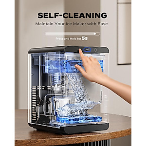 Nugget Ice Maker Countertop, Silonn Pebble Ice Maker Machine Crushed Ice, 44lbs in 24h, Pull-Out Water Tank and Removable Ice Basket for Home, Kitchen, Stainless Steel