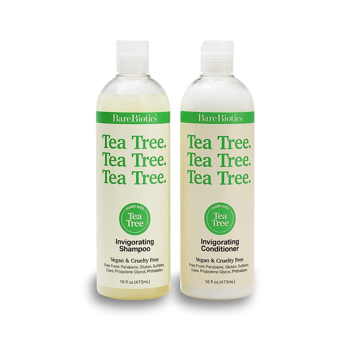 BARE BIOTICS Scalp Refreshing and Invigorating Tea Tree Hair Shampoo, 16 fl. Ounces