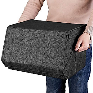 i BKGOO Set of 2 Stackable storage bins,Linen Fabric Foldable Storage Organizer Cubes Box whits Lids and Own-Handle Storage Organizer Bins for Home Office Nursery Dark gray 15x10.5 x10inch