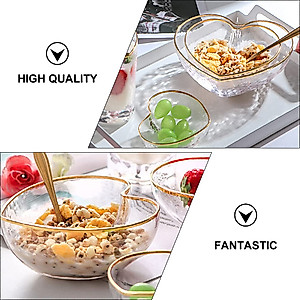 VOSAREA Glass Salad Bowl Heart- Shape Fruit Bowl Ice Cream Soup Bowl Candy Dishes Serving Bowl Plate Tableware for Desserts Pasta Dinner Snack Appetizer Popcorn