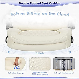 COLAMY Executive Office Chair-Ergonomic Computer Chair High Back with Flip-up Arms, Adjustable Height and Tilt Lock, Thicken Seat Cushion Soft Leather Swivel Work Chair-Ivory