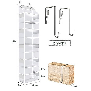 PHOTOONE 5-tier Over The Door Storage Hanging Organizer, Clear Hanging Storage Pantry Organizer, Large Capacity Door Organizer for Closet, Bedroom, Baby Nursery, Bathroom and Sundries