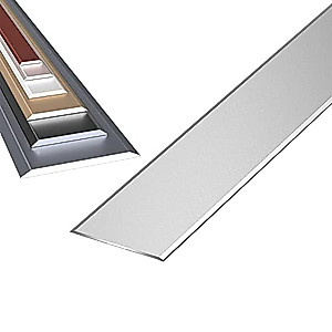 TABKER Flat Saddle Floor Threshold Transition Strip for Doorways, Metal Cover Trim Door Bar Threshold Flooring Gaps (Color : Silver, Size : Width 5cm/2")