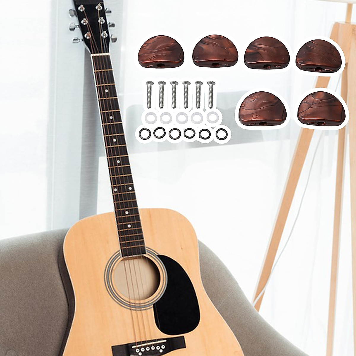 BQLZR Red Pearl Universal Guitar Tuner Machine Head Semicircle Buttons Tuning Key Replacement Pack of 6