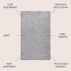 JONATHAN Y SEU100A-8 Haze Solid Low-Pile Indoor Area-Rug Casual Contemporary Solid Traditional Easy-Cleaning Bedroom Kitchen Living Room Non Shedding, 8 ft x 10 ft, Grey