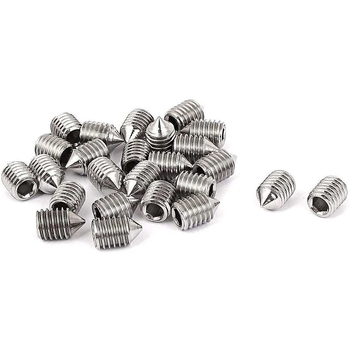 Set Screws Cone Point Mixed (16 Pack) 5mm Length 0.196" Long 3/16", Various Metric Threads, M3, M4, M5 & M6. A2 Grade Stainless Steel Hex/Allen Key Socket Cone Point Grub Screw/Set Screws