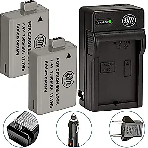 BIG MIKE'S ELECTRONICS BM Premium 2 Pack of LP-E5 Batteries and Battery Charger Kit for Canon EOS Rebel XS, Rebel T1i, Rebel XSi, 1000D, 500D, 450D, Kiss X3, Kiss X2, Kiss F Digital SLR Camera