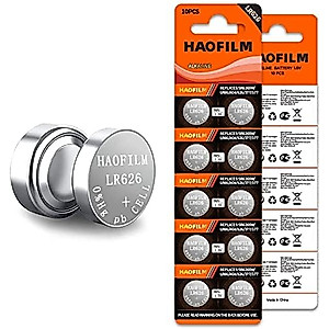 HAOFILM LR626 SR626SW 377 376 LR626 AG4 Premium Alkaline Battery,1.5V Round Button Coin Cell Batteries (10 Pack)