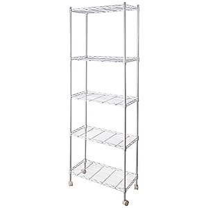 JS HANGER Wire Shelving Unit with Wheels, 5-Tier Heavy Duty Height Adjustable Rolling Metal Shelves for Storage, 550 lbs Capacity, 23.23''W X 13.4''D X 71''H, White