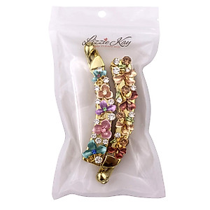 2PCS Floral Rhinestone Banana Hair Clip Claw Ponytail Holder Maker Styling for Women