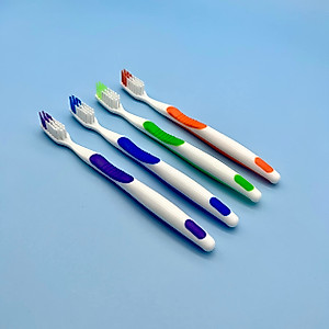 Tess Oral Health 144 Individually Wrapped Disposable Toothbrushes in Bulk - Single Use Travel Toothbrushes - 4 Assorted Colors - Ideal for Travel, Guests, and On-The-Go Oral Care