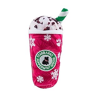 Haute Diggity Dog Starbarks Puppermint Mocha, Plush Holiday Christmas Dog Toys with Interactive Squeaker, Stimulating Pet Enrichment, Machine-Washable & Safe Materials for All Breeds, Mini Size Small