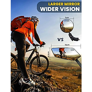 ROTOPATA Bike Mirror Handlebar Mount 1 Pair, 360° Adjustable HD Scratch Resistant Glass Lens, Safe E-Bike Mirror, 21-32mm Handlebar, Bicycle Mirrors Accessories for Ebike Mountain Road Bike Scooter