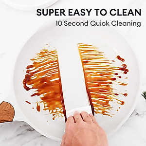 JEETEE 23pcs Pots and Pans Set Nonstick, White Granite Coating Cookware Sets for Kitchen, w/Frying Pan, Saucepan, Sauté Pan, Griddle Pan, Crepe Pan, Induction Cooking Pots, PFOA Free