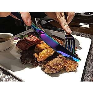 Travel Reusable Utensils Silverware with Case,Camping Cutlery set,Chopsticks and Straw for Camping, Portable Flatware Cutlery Set with Case, Stainless steel Travel Utensil set 8 Piece AF(Rainbow)