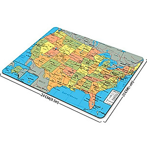 Smooffly Gaming Mouse Pad Custom,United States Map Non-Slip Thick Rubber Mouse pad,9.5 X 7.9 Inch (240mmX200mmX3mm)