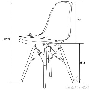 LeisureMod Dover Plastic Molded Dining Side Chair with Wood Dowel Legs (Clear)