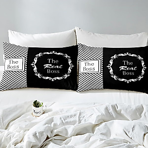 The Boss The Real Boss Couple Bedding Set Full Ultra Soft Adult Couple Duvet Cover 3 Pieces Romantic Simple Style Couple Bedspread with Zipper Ties with 1 Duvet Cover + 2 Pillowcases, No Comforter