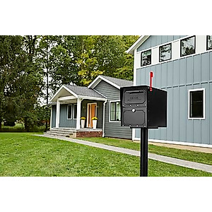 Architectural Mailboxes 6200B-10 Oasis Classic Locking Post Mount Parcel Mailbox with High Security Reinforced Lock,Black,18.00 x 15.00 x 11.50 inches