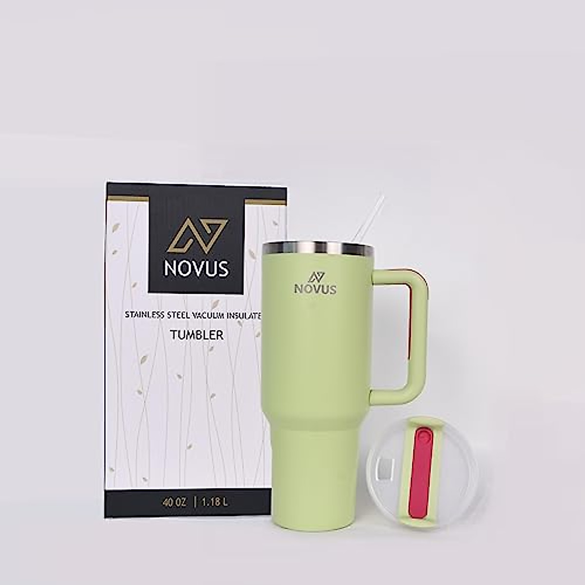 New 40 OZ Quencher H2.0 FlowState Stainless Steel Vacuum Insulated Reusable Tumbler with Straw and Lid for iced/hot Coffee or Tea, Water, Smoothie