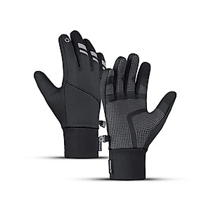 Rocking horce Winter Waterproof Warm Gloves Men Women Touch Screen Lightweight Windproof Gloves for Running Cycling Driving and Outdoor Work (Black, X-Large)
