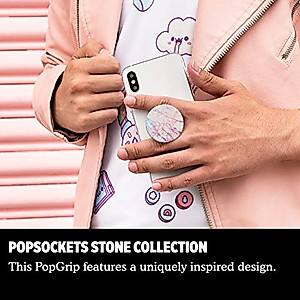 PopSockets PopGrip: Phone Grip and Phone Stand, Collapsible, Swappable Top, Aurora Granite