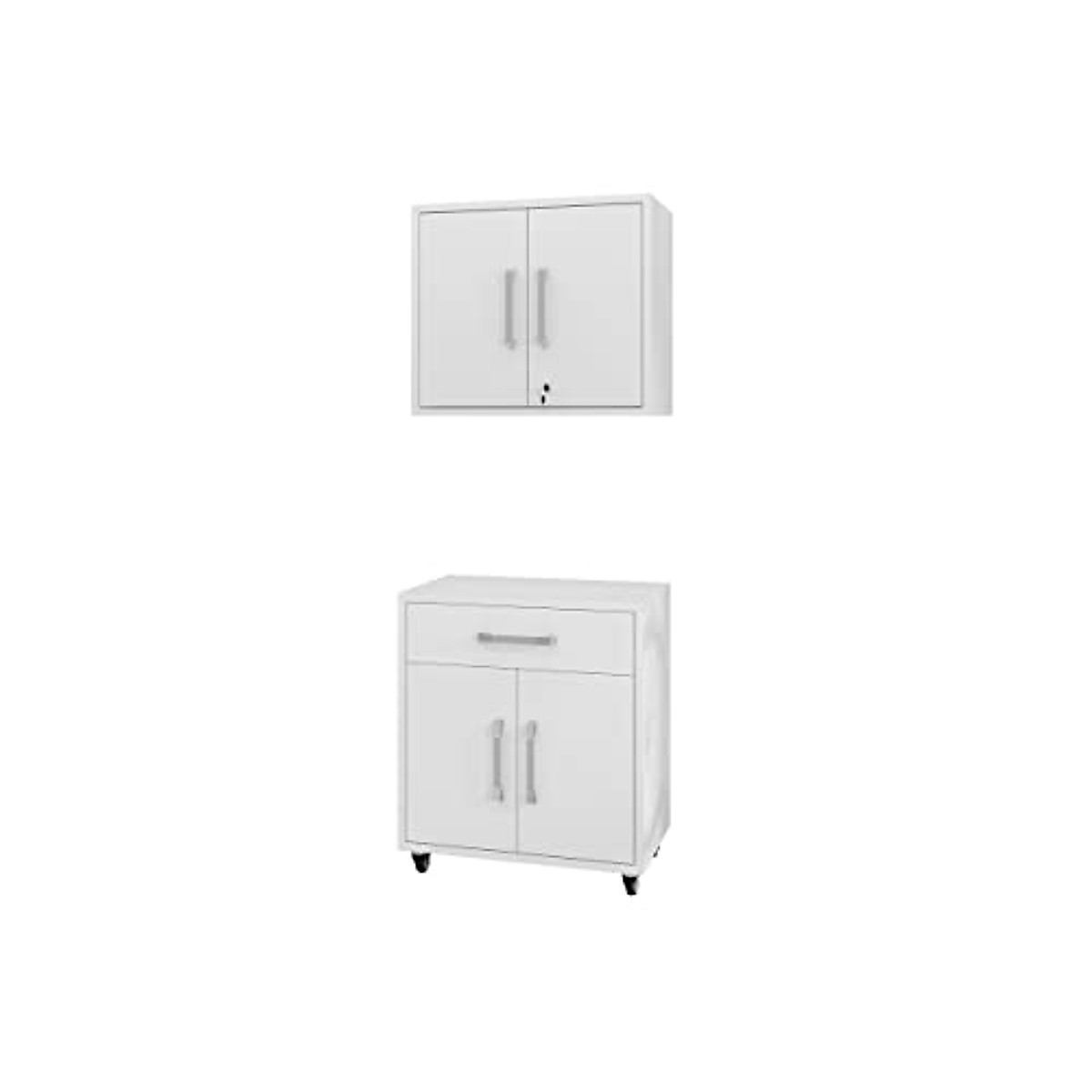 Manhattan Comfort Eiffel 2-Piece Storage Garage Set in White