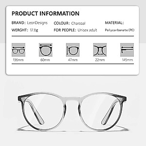 LeonDesigns Anti-Fog Stylish Round Safety Glasses Side Shields | UV Eye Protection HD Blue Light Blocking Glasses | Comfortable Clear Lab Goggles for Men and Wome (Black)