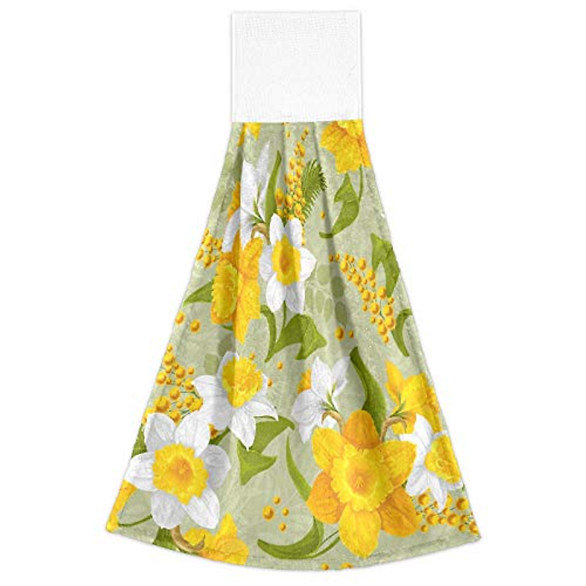 WELLDAY 2 Pcs Hanging Hand Towels Soft Absorbent Daffodils Towel for Kitchen Bathroom