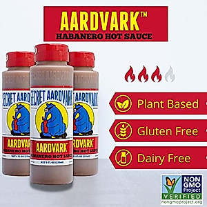 Secret Aardvark Habanero Hot Sauce – Habanero Peppers & Roasted Tomatoes, Medium Spiced Hot Sauce, BBQ Sauce, Non-GMO, Low Sugar, Low Carb, Gluten-Free Hot Sauce & Marinade – 8 fl oz 1 Pack