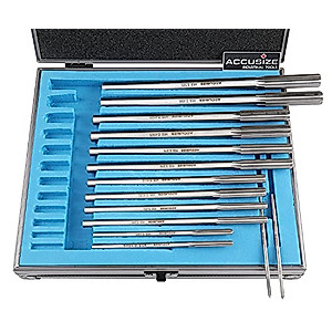 Accusize Industrial Tools Over and Under Sizes 0.1240'' Thru 0.5010'' HSS M2 Premium Chucking Reamer Set, Right Hand Cut, 14pcs/Set, 5528-SX00